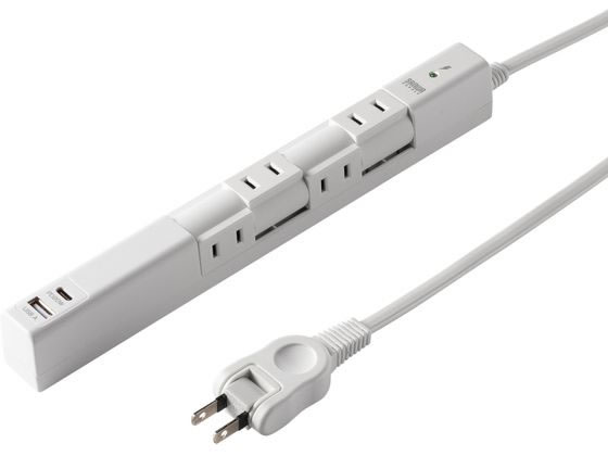 【商品説明】差込口が180度回転し、充電器やACアダプタ同士が干渉せずに使える多機能タップ。4個口のACコンセントに加え、USB　Type−Cポート（最大20W　PD対応）とUSB−Aポートを搭載し、同時使用時は合計15Wで充電可能です。A...