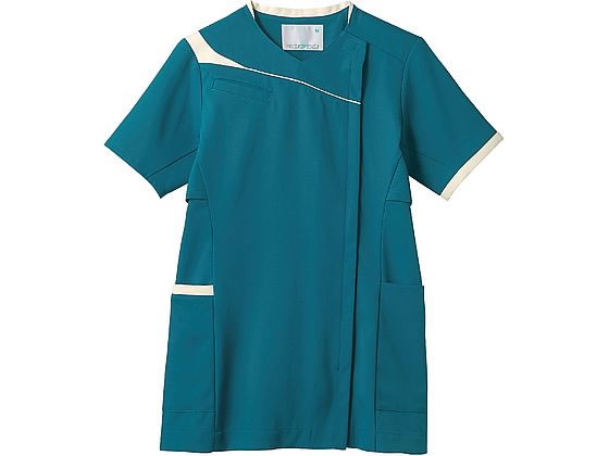 【商品説明】肩口スナップで着脱しやすく、ストラップ保持機能や内ポケット、脇下通気など実用性抜群。バイカラーのアシンメトリーなデザインが特徴です。適度なハリと伸縮性で、綺麗なシルエットを保ちつつ動きにフィット。制菌・透け防止・吸汗・制電・防汚...