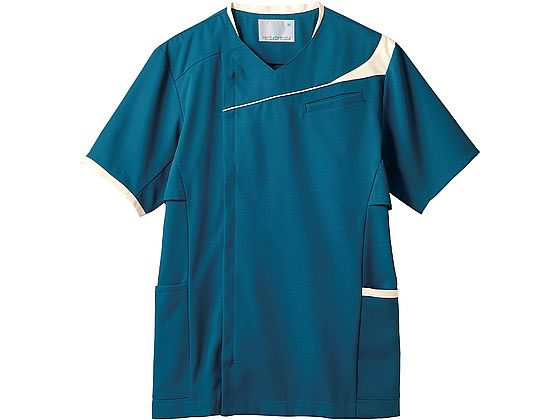 【商品説明】着脱がしやすい、肩口スナップテープ仕様。ストラップホールド付きで、PHSや名札用ストラップのズレを軽減します。バイカラー配色で、アシンメトリーなフロントデザイン。脇ポケットには、小物を整理しやすい内ポケット付。脇下がベンチレーシ...