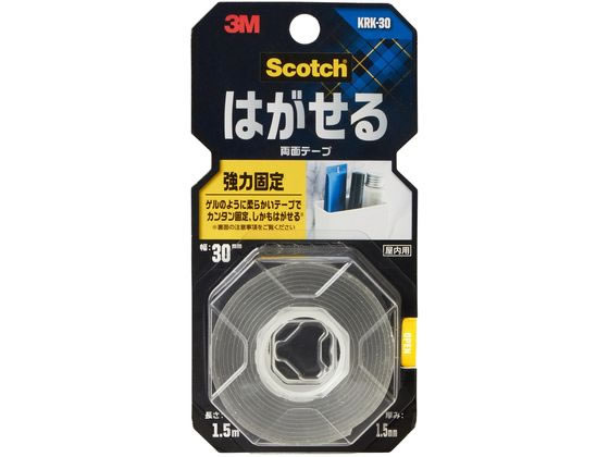 【商品説明】ゲルのように柔らかい両面テープです。色々な素材にしっかりつき、あとからはがすことができます。好きな長さにカットして使用できます。透明なテープなので目立ちません。【仕様】●サイズ：幅30mm×長さ1．5m●厚さ：1．5mm●接着で...