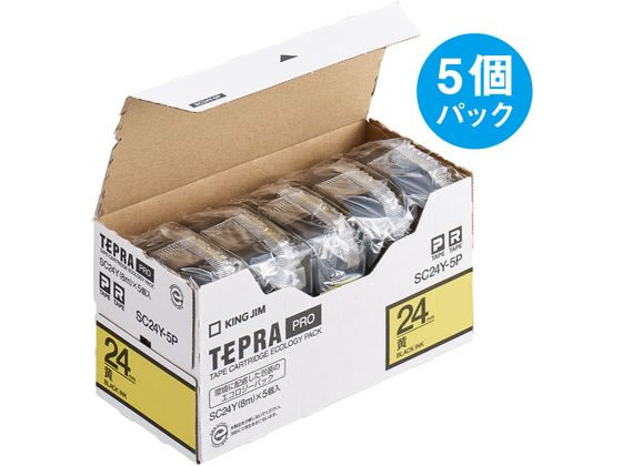 【商品説明】環境に優しいエコパック。包装材を減らし、廃棄物を削減しました。【仕様】●ラベル幅：24mm●テープ長さ：8m●テープ色：黄色●文字色：黒文字●注文単位（入数）：1箱（5個入）環境に優しいエコパック。包装材を減らし、廃棄物を削減し...