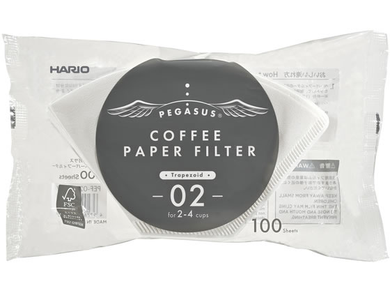 【商品説明】●ペガサスドリッパー用ペーパーフィルター02サイズ100枚入【仕様】●容量：2−4杯用●カラー：ホワイト●サイズ：約幅24×奥行15．5×高さ3．5cm●材質：天然パルプ●入り数：100枚●生産国：日本【備考】※メーカーの都合に...