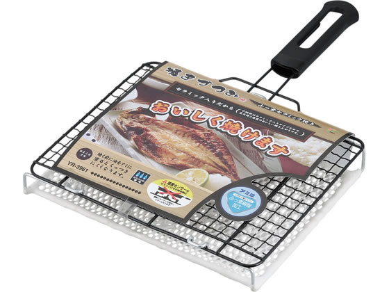 【商品説明】下網部はセラミック入りなので、炭火焼感覚の焼き加減が楽しめます。【仕様】●サイズ：（約）幅24．9×奥行38．3×高さ4．6cm●重さ：（約）500g●素材／下網：鉄（クロムメッキ、セラミック入り石膏質塗布）、焼き網：鉄（フッ素...