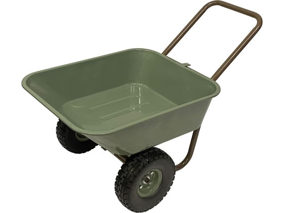 【商品説明】●左右にフラつく1輪車は使いにくい、という方にオススメ！重い物を載せても安定してラクに運べます。●防災用・ゴミ出し・農作業●濡れてもサビにくい粉体塗装仕上げ！●広い荷台でゴミ等の運搬にも。容量約40L●2つのタイヤでしっかり安定...