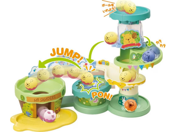 【商品説明】赤ちゃんの「やってみたい！」を刺激するボールアクショントイです。ボールをみて、つかんで、はなして、赤ちゃんの手指の発達を促します。くまのプーさんと仲間たちのボール4個付き　（プー、ピグレット、ティガー、イーヨー）ボールがジャンプ...