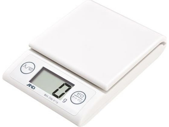 【仕様】●メーカー…エー・アンド・デイ　●型番…UH−3303−W　●秤量…2000g　●最小目盛…1g　●電源…単3電池×2本（付属）　●載皿サイズ…118×119mm　●サイズ…120（W）×165（D）×35（H）mm　●重量…230...