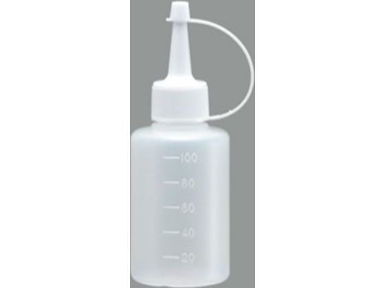 【仕様】●メーカー…瑞穂化成工業　●型番…0821　●容量…100ml　●目盛単位…20ml　●サイズ…φ48×132mm　●口径…15mm　●ノズル長…50mm　●ノズル先端内径…2mm　●材質…ポリエチレン　●目盛り付　●横倒しになって...