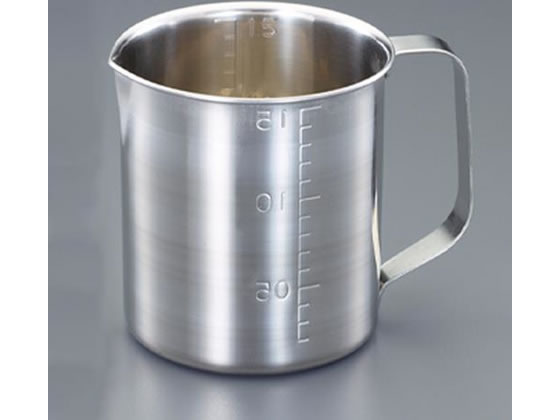 【仕様】●容量（ml）…1500　●目盛単位…200mlを下限とし、100ml　●サイズ（mm）…φ120×140（H）　●材質…ステンレス（18−8）　●重量…約330g　●仕様…注ぎ口付　●薬品、オイル等の計量にご使用下さい（長期保存は...