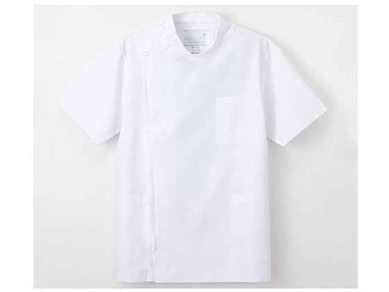 【仕様】●素材：ポリエステル85％・綿15％●制菌加工●ノンプレス加工●左胸・両腰ポケット付き●制電・吸水・防汚・透け防止効果●色：ホワイト●サイズ：M●着丈（cm）：74●胸囲（cm）：108●肩幅（cm）：46●袖丈（cm）：25●型番...
