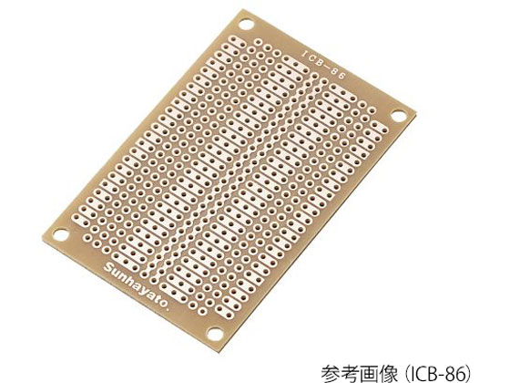 【仕様】●サイズ（mm）：72×95●厚み（mm）：1．6●材質：片面・紙フェノール●仕上げ処理：フラックス、部品面シルク印刷●パターン：2．54mmピッチ、ドットパターン、穴径φ1．0●生産国：日本【検索用キーワード】ICB−93S　4−...
