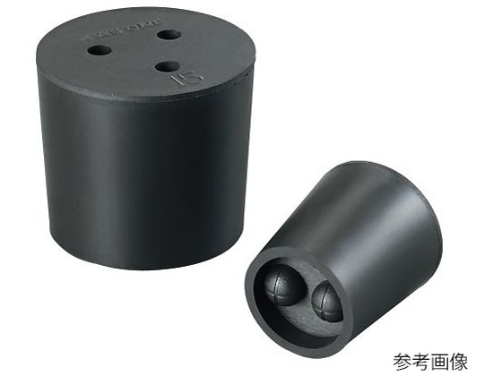 【商品説明】●ゴム栓底面の凸部に切り込みを入れるだけで穴を開ける事ができ、穴開け作業が容易です。●穴径は直径5mmでガラス管等の使用に便利です。●切り込みを入れずに使用すると通常のゴム栓として使用できます。【仕様】●規格：11号●穴数：3●...