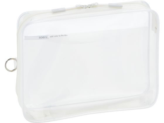 【商品説明】吊り下げできるリング付き。小物を入れられる背面内ポケット付き。大きく開いて開け閉めしやすいダブルファスナー。スマートフォンを入れたままタッチ操作できます。A5ノートや文具小物など。大きく開くのでリュックのバッグインバッグとしても...