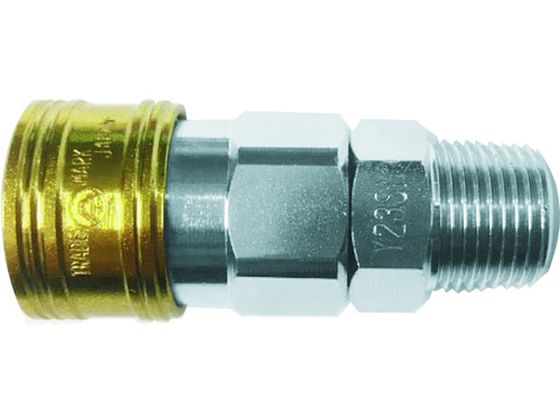 【商品説明】●業界初のカラーカップリングです。【仕様】●型番：BLY22-SM-Y●相手側取付サイズ：Rc1／4　●色：イエロー　●使用流体：空気●最高使用圧力：1．5MPa　●使用温度範囲：−20℃〜80℃●本体：鋼鉄　●シールゴム：ニト...