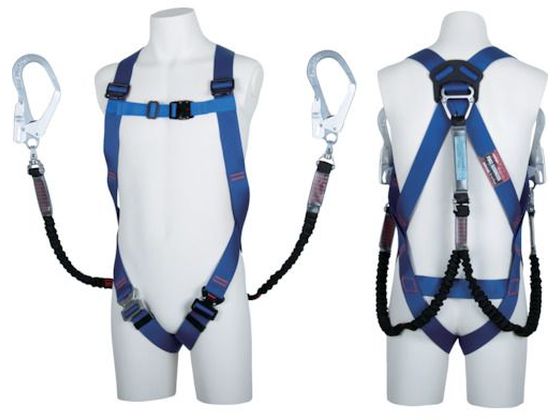 【仕様】●型番：TH5102NV93SVOTBL4L2R23BX●サイズ：L ●色：青 ●腿バックル：ワンタッチ ●ベルト幅（mm）：45 ●フック口開き（mm）：50 ●ランヤード種類：ノビロン ●最大使用可能質量（kg）：100 ●ラン...