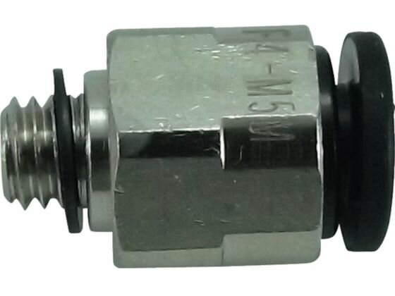 【仕様】●型番：F4-M5M●接続口径：M5×0．8　●適合チューブ外径D（mm）：4　●六角対辺（mm）：10　●使用圧力：1MPa（空気）、0．3MPa（水）　●使用流体：空気、水●流体温度：−5〜60℃（空気）、5〜40℃（水）●本体...