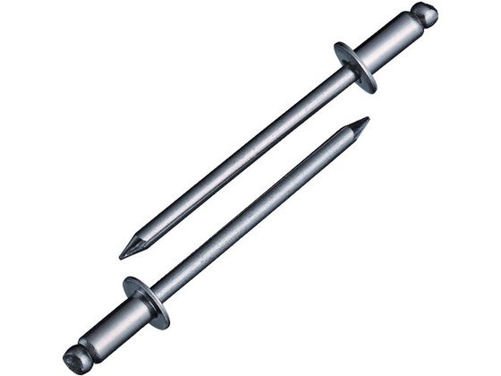 【仕様】●型番：NST43MP●入数：40本●かしめ板厚（mm）：1．6〜4．8 ●リベット長（mm）：7．6 ●フランジ径（mm）：6．4 ●リベット径（mm）：3．2 ●下穴径（mm）：3．3〜3．4 ●せん断荷重（N）：2350 ●引...