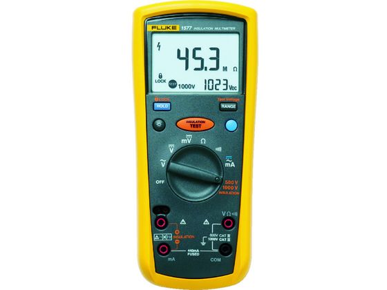 【商品説明】●複数の試験電圧を設定できるデジタル絶縁抵抗計です。●実効値型（RMS）デジタルマルチメーター機能も装備されています。【仕様】●型番：1577●定格測定電圧（V／MΩ）：500／500、1000／600　●最小表示（MΩ）：0．...