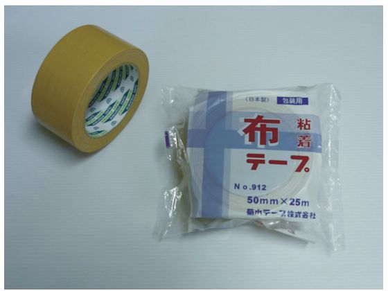 【商品説明】●特殊布の基材にゴム系粘着剤を塗布した作業性のよい包装テープです。【仕様】●型番：912-50●色：ダンボール　●幅（mm）：50　●長さ（m）：25　●厚さ（mm）：0．17●粘着力：3．4N／10mm　●引張強度：32N／1...
