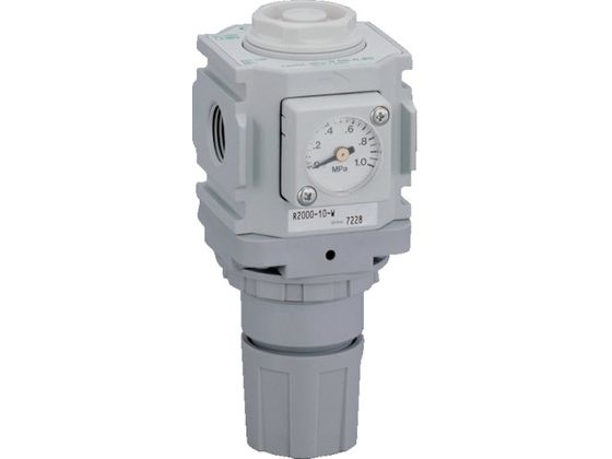 【仕様】●型番：R2000-8-W●設定圧力（MPa）：0．05〜0．85　●使用圧力（MPa）：1　●処理空気流量（［［M3］］／min）：1．8　●接続口径：Rc1／4　●全長（mm）：119．5　●使用流体：空気　●流体温度（℃）：5...