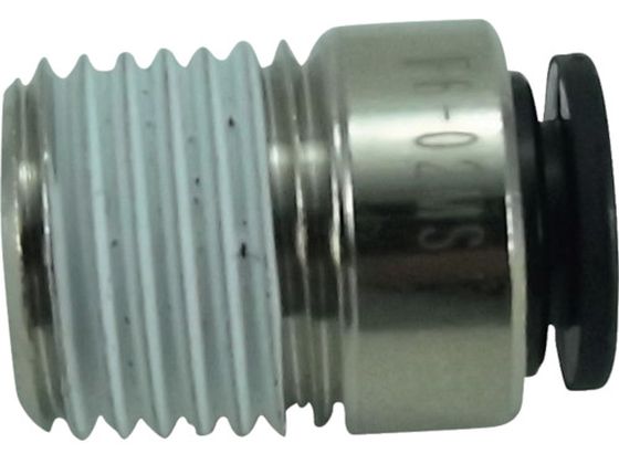 【仕様】●型番：F6-02MS●接続口径：R1／4　●適合チューブ外径D（mm）：6　●使用圧力：1MPa（空気）、0．3MPa（水）　●使用流体：空気、水●流体温度：−5〜60℃（空気）、5〜40℃（水）●本体：黄銅＋ニッケルメッキ　●シ...