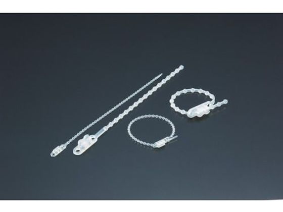【商品説明】●止め穴が二つあるため仮止め力が強いです。●手締めで簡単、確実に結束でき、取り外しも自在です。【仕様】●型番：TRKTV-150E●入数：100本●色：白　●幅（mm）：3．6　●最大結束径（mm）：38　●長さ（mm）：150...