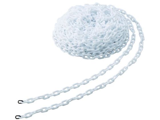 【商品説明】●プラスチック製で軽量タイプのチェーンです。●使用場所に応じて必要な長さにカットできます。【仕様】●型番：TPC-8W●色：ホワイト　●径（mm）：8　●長さ（m）：30●ポリエチレン（PE）●吊り下げ用には使用できません。●径...