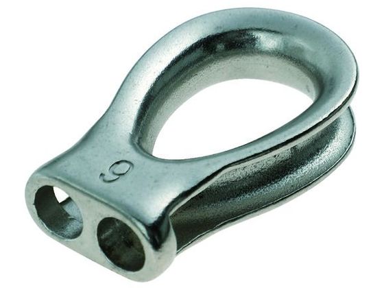 【商品説明】●繊維ロープ専用です。●繊維ロープの先端をアイ加工して使用する際に、ロープの摩耗を防ぎます。●穴を通すことによって安定感が増します。【仕様】●型番：TKRS-9●適用ロープ径（mm）：9 ●A（mm）：10 ●D（mm）：20 ...