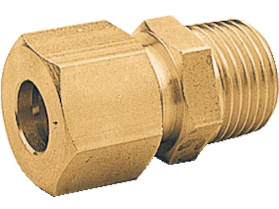 【仕様】●型番：RS-1105●適用銅管外径（mm）：5　●ねじ：R1／8　●六角対辺（mm）ナット：12　●寸法L（mm）：26　●六角対辺（mm）本体：12●使用流体：水・空気・油　●流体温度：−50〜150℃　●使用圧力：3．45MP...