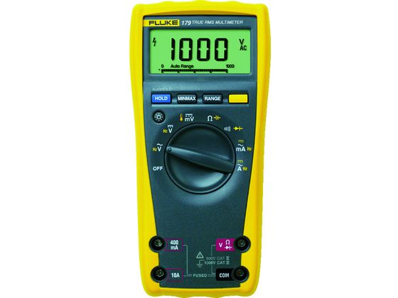 【仕様】●型番：179●直流電圧（V）：1000　●交流電圧（V）：1000　●直流電流（A）：10　●交流電流（A）：10　●抵抗（Ω）：50M　●幅×奥行×高さ：90×43×185mm　●連続使用時間：300時間　●真の実効値・バックラ...