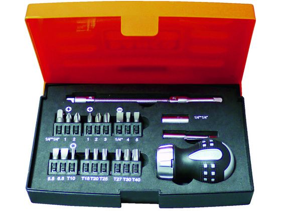 【仕様】●型番：808050S-22●入数：1S●セット内容（点）：23●特殊鋼●グリップ：樹脂【備考】※メーカーの都合により、パッケージ・仕様等は予告なく変更になる場合がございます。【検索用キーワード】バーコ22点スタビーラチェットドライ...