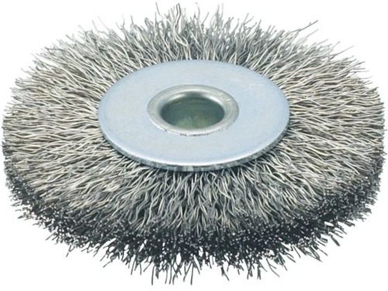 【商品説明】●ブラシ形状が円盤型で、外面に向かって放射状に毛が植わっています。●円盤状のブラシの中心に穴が開いていて工具、機械などに同径の軸がついていれば取り付けが可能です。【仕様】●型番：TB-6333●外径（mm）：65●線径（mm）：...