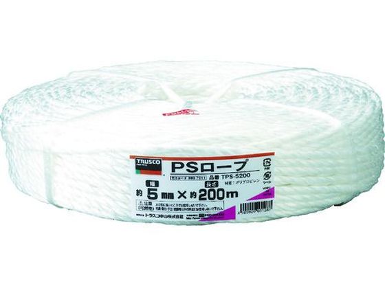 【商品説明】●溶着品なので、切り口がほぐれません。【仕様】●型番：TPS-5200●色：白　●長さ（m）：200　●標準幅（mm）：5．0●3本撚り●ポリプロピレン（PP）【備考】※メーカーの都合により、パッケージ・仕様等は予告なく変更にな...