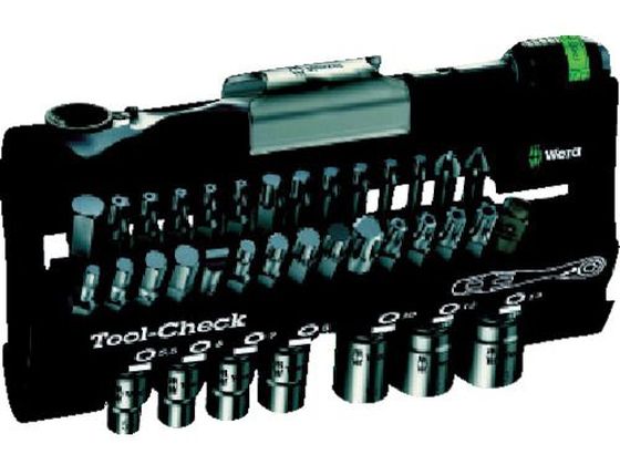 【仕様】●型番：TOOL-CHECK-A●入数：1S●シャンク径（mm）：6．35●セット内容（点）：38●差込角（mm）：6．35●ミニラチェット●アダプター●ビットホルダ●ソケット（5．5、6、7、8、10、12、13）●ビット［［−］...
