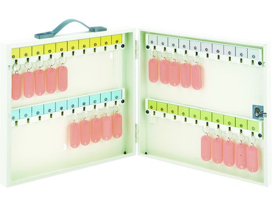 【商品説明】●携帯、壁掛け兼用型で、手提げ用ハンドル付です。●付属のキーホルダーは全面が開くので名札の挿入・取り替えが簡単です。●キーハンガーは色分けされた番号入りのシート付で、わかりやすく分類が可能です。【仕様】●型番：OK−40N●ホル...