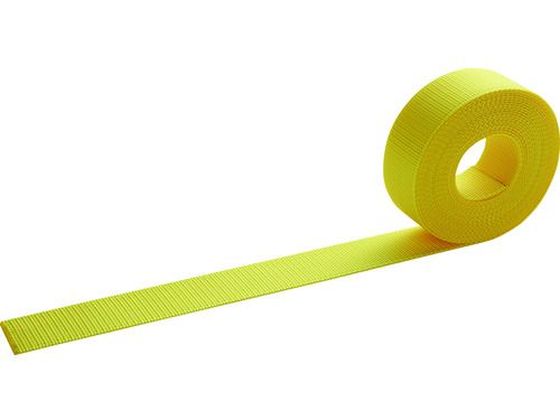 【商品説明】●バッグのベルトなどに。荷物の簡易的な結束などに。商品の簡易的な結束などの多目的ベルト。●一般的な合成繊維で最も強度があるナイロンを使用し、摩擦と衝撃にも強く耐熱性にも優れたベルトです。【仕様】●型番：TNB385-Y●引張強度...