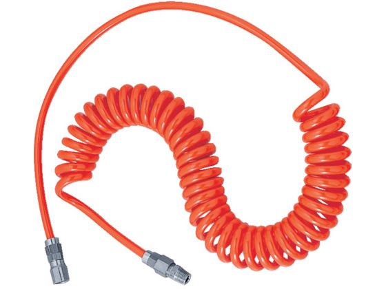 【仕様】●型番：UCH-5●コイル径（mm）：42　●使用範囲（m）：4　●色：オレンジ　●全長（mm）：1000　●ホース内径×外径（mm）：5×8　●コイル長（mm）：400　●使用流体：空気　●寸法B（mm）：500●流体温度：−5〜...