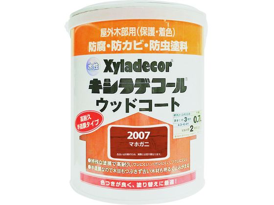 【商品説明】●屋外の木部（ウッドデッキ、ラティス、パーゴラ、ベンチ、ログハウス、羽目板、板へい）に。●木材保護塗料のトップブランド「キシラデコール」の水性半造膜（造膜性能・浸透性能を兼ね備えた）タイプです。●半造膜なので木目もつぶさず、摩耗...