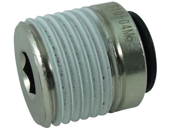 【仕様】●型番：F10-04MS●接続口径：R1／2　●適合チューブ外径D（mm）：10　●使用圧力：1MPa（空気）、0．3MPa（水）　●使用流体：空気、水●流体温度：−5〜60℃（空気）、5〜40℃（水）●本体：黄銅＋ニッケルメッキ　...