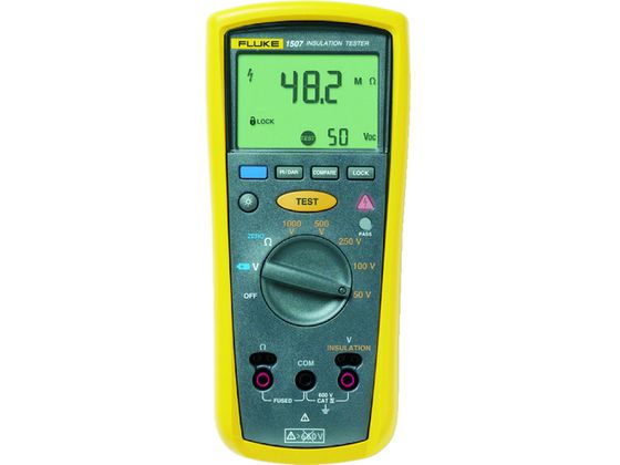 【商品説明】●複数の試験電圧を設定できるデジタル絶縁抵抗計です。【仕様】●型番：1507●定格測定電圧（V／MΩ）：50／50、100／100、250／200、500／500、1000／10000　●最小表示（MΩ）：0．01　●交流電圧（...
