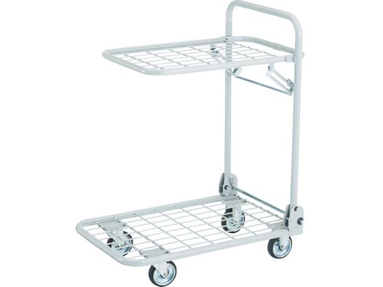 【商品説明】●ワンアクションで2段台車になります。●メッシュタイプで軽量です。【仕様】●型番：AM-2A●均等荷重（kg）：80　●長さ（mm）：700　●幅（mm）：450　●高さ（mm）：142　●ハンドル高さ（mm）：885　●キャス...