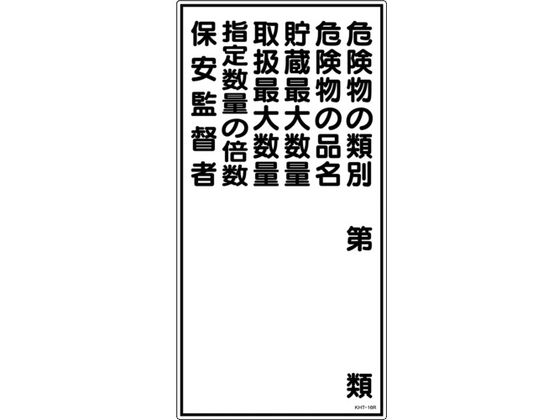 【商品説明】●熱圧着一体成型（ラミ加工）により文字を封入しているため、摩擦による文字消えはありません。●危険物の規制に関する規則および火災予防条例に基づく標識です。【仕様】●型番：052016●表示内容：危険物の類別　●取付仕様：穴ナシ（加...