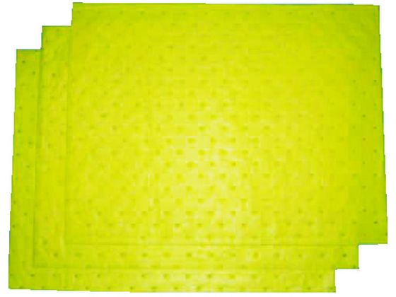 【商品説明】●薬品（酸・アルカリ）などの危険溶剤を吸収します。●黄色は作業者に注意を促す効果があります。【仕様】●型番：YHO-4050●入数：150枚●縦（mm）：400　●横（mm）：500　●厚さ（mm）：4〜5　●油吸収量（L／箱）...