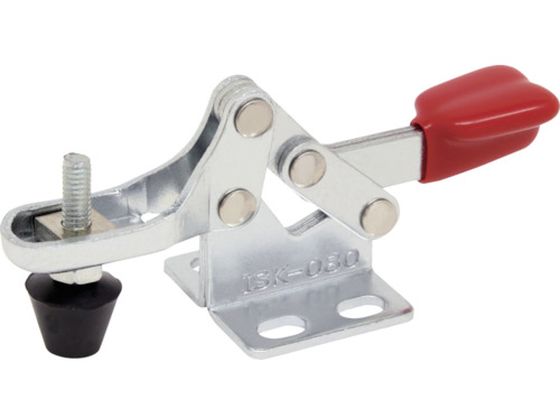 【仕様】●型番：ISK-080-2S●全長（mm）：78．2●締付力（kN）：0．3●付属ボルト径：M4×16（SUS）●クランプアーム移動角度（°）：95●ハンドル操作角度（°）：110●下方押え型●水平ハンドル●フランジベース●ステンレ...