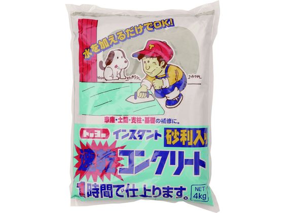 【商品説明】●水を加えるだけで作業できます。●砂利と砂に特殊セメントが配合され強度が必要な車庫や土間、支柱や基礎の補修などに使えます。【仕様】●型番：NO5154●入数：1袋●色：灰 ●容量（kg）：4 ●硬化時間：60分 ●施工面積：45...