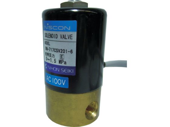 【仕様】●型番：BN-717CSV201-6-E100●有効断面積（［［MM2］］）：1．54　●接続口径：Rc1／8　●電源（V）：AC100　●幅（mm）：34　●高さ（mm）：65　●使用流体：空気・水●流体温度：5〜40℃　●使用圧...