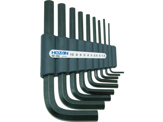 【仕様】●型番：W-96●入数：1S●セット内容（mm）：1．5、2．0、2．5、3、4、5、6、8、10●セット内容（本）：9●対辺寸法×対辺寸法×全長（mm）0．17：0．17×8×34●対辺寸法×対辺寸法×全長（mm）0．89：038...