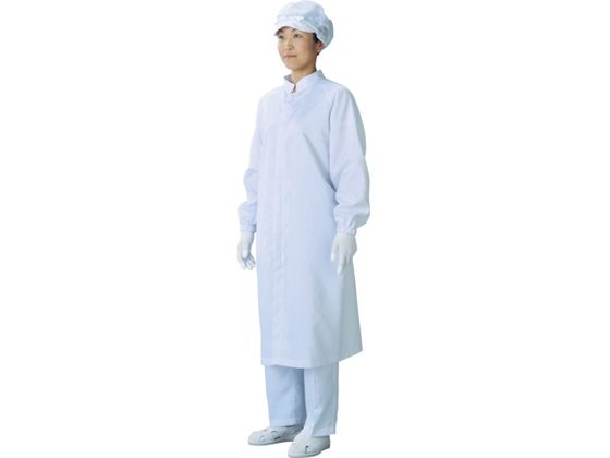 【商品説明】●簡易のクリーンワークや来客用に最適です。●比翼仕立てにより襟元からの発塵を防ぎます。【仕様】●型番：CJ21851M●色：ホワイト　●サイズ：M　●着丈（cm）：110　●適応胸囲（cm）：86〜94●ポリエステル●クリーンパ...