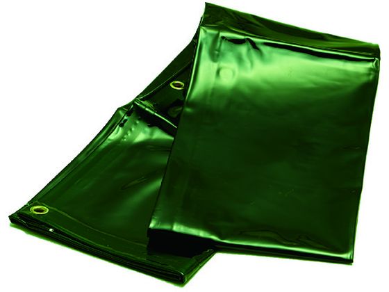 【仕様】●型番：B-3-GN●厚さ×幅×長さ（mm）：0．35×970×1970　●色：緑　●ハトメピッチ（mm）A：465　●ハトメピッチ（mm）B：386　●ハトメ数：14●（公財）日本防炎協会防炎性能試験番号取得済AT860027●防...