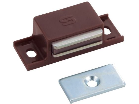 【仕様】●型番：TSM-10P-BR●色：茶 ●全長（mm）：40 ●吸着力（N）：20●受板用推奨ねじ：2．4mm ●本体取付穴寸法：3．5×5mm長穴●本体：ポリプロピレン（PP） ●受け金具：スチール●受け金具【備考】※メーカーの都合...