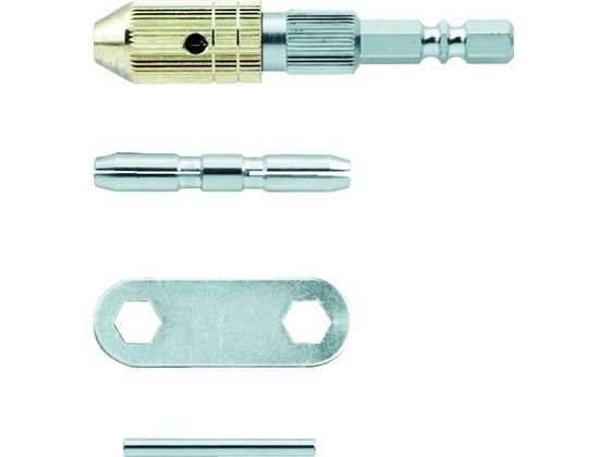 【商品説明】●充電ドライバーに装着できる精密ドリルチャックです。●細かなサイズの穴あけやバリ取りに最適な精密ドリルチャックです。【仕様】●型番：TDPV3.2●全長（mm）：65●軸対辺（mm）：6．35●コレット能力（mm）：0．1〜2．...
